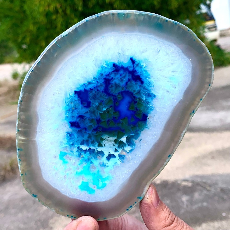 177G Natural Beautiful Agate Geode Druzy Slice Extra Large Gemstone | eBay