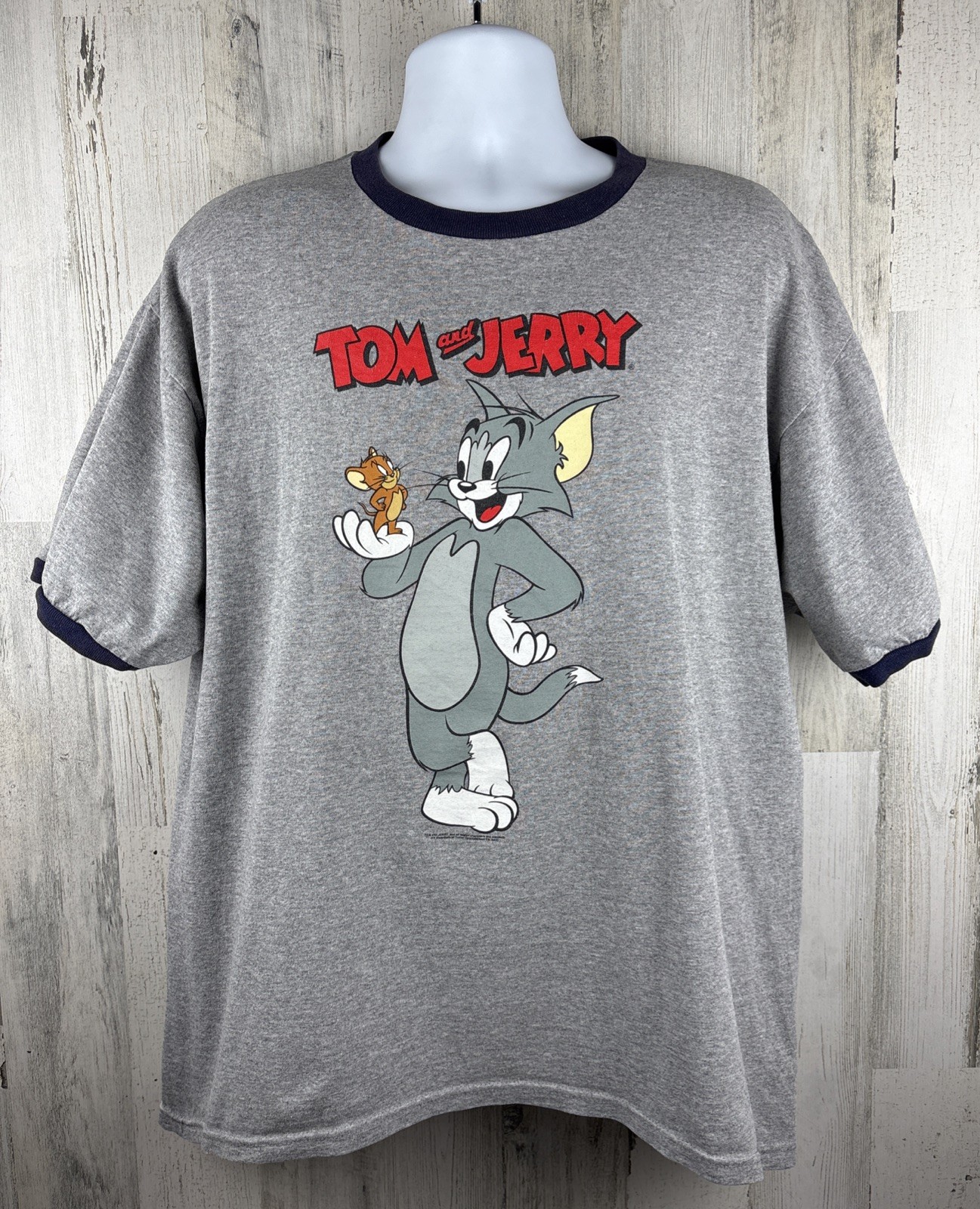 Vintage 90’s Tom and Jerry Cartoon Ringer Style T-Shi… - Gem