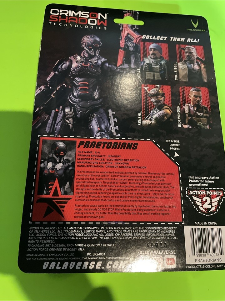 VALAVERSE ACTION FORCE 1:12 CRIMSON SHADOW PRAETORIAN | eBay