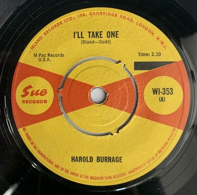 HAROLD BURRAGE 'I'll Take One/A Long Ways' 1965 UK Soul 45 FUNK/SOUL ...