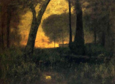Dream-art Oil painting George-Inness-The-Brook landscape with sunset ...