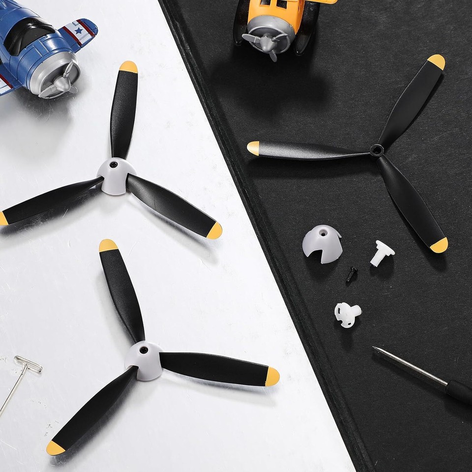 3 Sets Spare RC Plane Propeller 3 Blade Propeller White Nose Cone ...