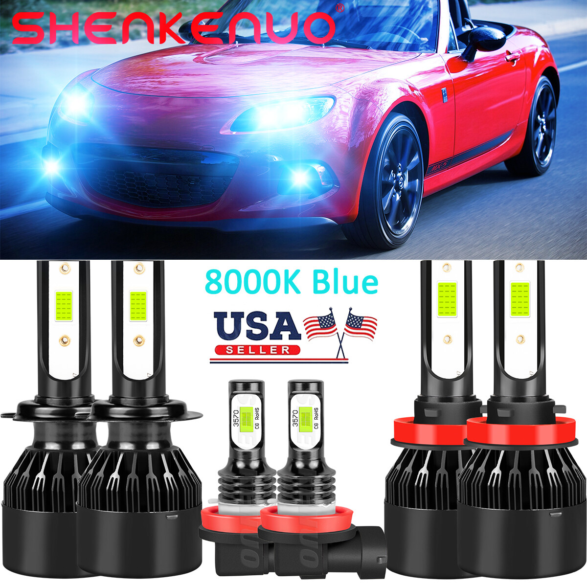 For Mazda MX-5 Miata 2006-2014 LED Headlights Hi/Lo Beam+Fog Light ...