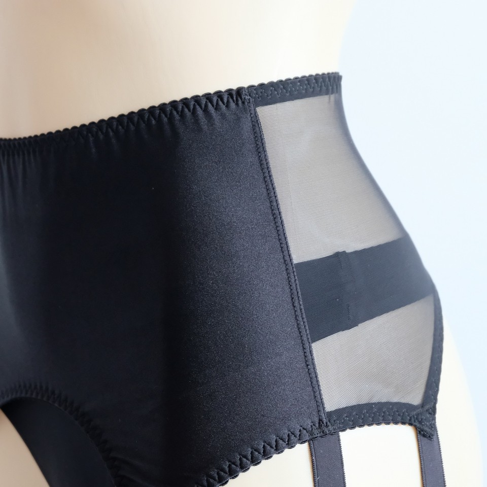 Luxallacki Sheer Mesh Cloth Splicing 6 Straps Garter Belt Shaping ...