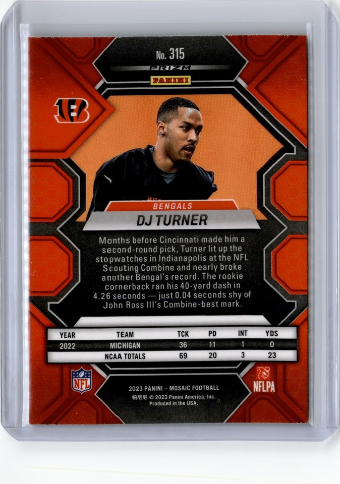 2023 Panini Mosaic DJ Turner Rookie Cincinnati Bengals #315 RC | eBay