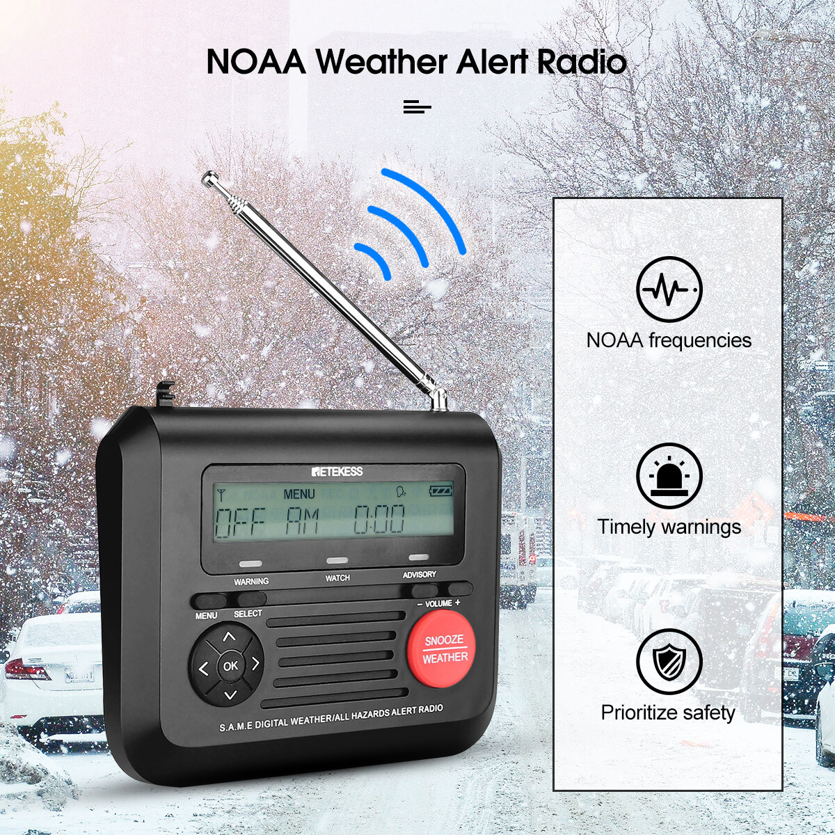 Retekess TR625 NOAA Emergency Weather Alert Radio with S.A.M.E ...