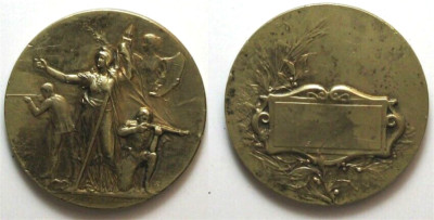 *TRIU* FRANCIA MEDAGLIA PREMIO IN BRONZO GARE DI TIRO inc. F. RASUMNY ...