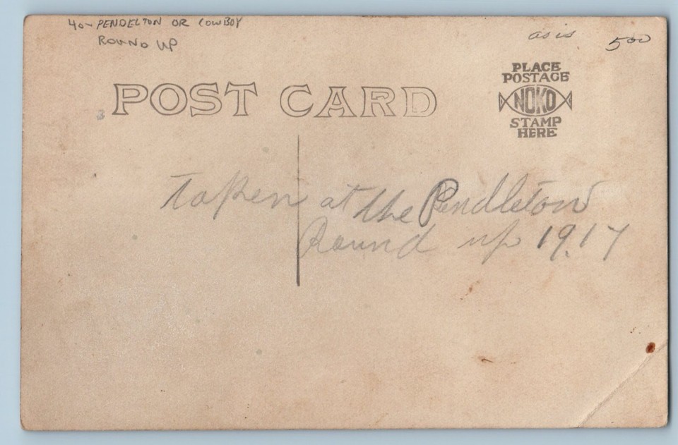 Pendleton Oregon OR Postcard RPPC Photo Cowboy Round Up 1917 Antique | eBay