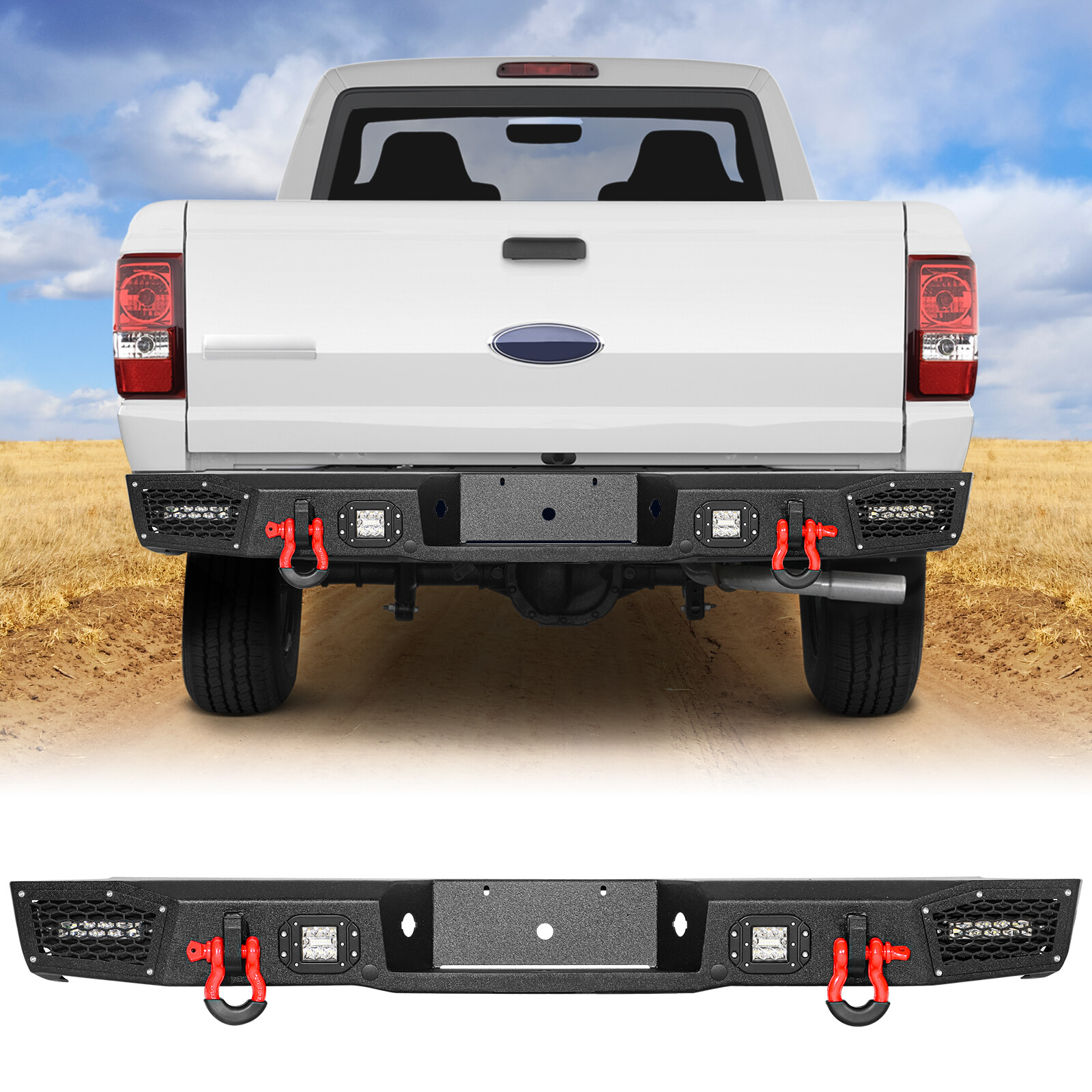 Fit 1998-2011 Ford Ranger Front or Rear Bumper W/Winch Plate & LED ...