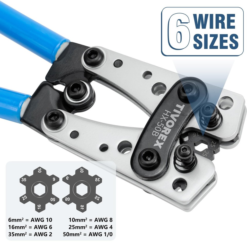 Battery Cable Lug Crimping Tool for AWG 10-1/0 Electrical Lug, with ...