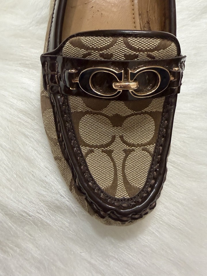 Coach Women's Fortunata Flat Loafers SZ 38 Signature C Jacquard Used ...