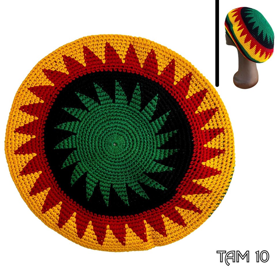 Rasta Handmade Crochet Beret Tam Bonet Beanie Cap Hippie Reggae Style M ...