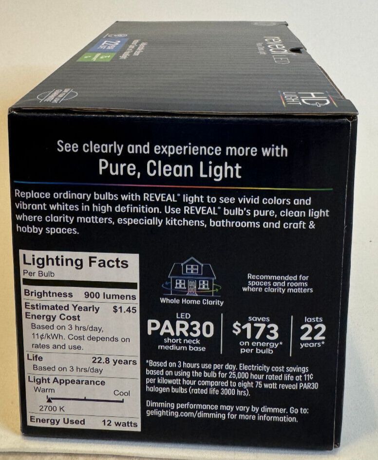 GE 12W 75w 2pk Reveal SHORT Neck LED Light Bulbs dimable flood / spot ...