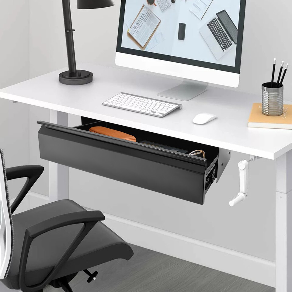 22” Black Space Saver Sliding Under Desk Storage Drawer Pull-out Drawer ...