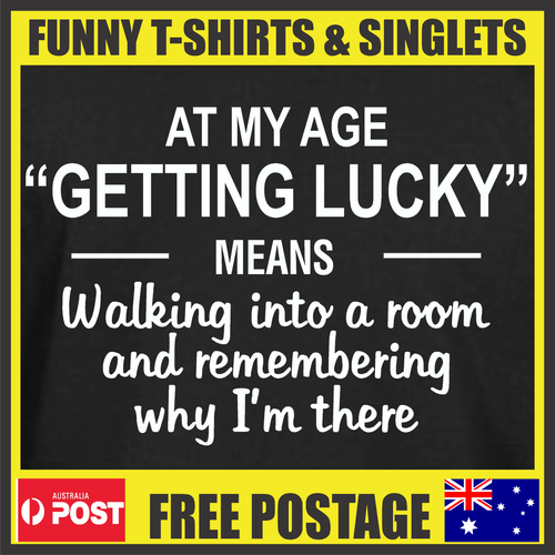 Funny singlets tank tops Men's tee tshirts funny GETTING LUCKY MEANS ...
