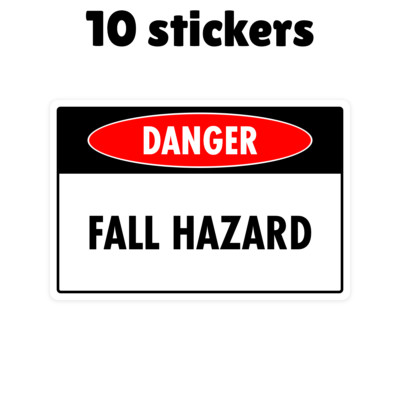 Fall Hazard Danger Safety Sign Sticker Label Fade & Waterproof Vinyl ...