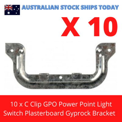 10 x C Clip Power Point Light Switch Brackets for GPO Plasterboard ...