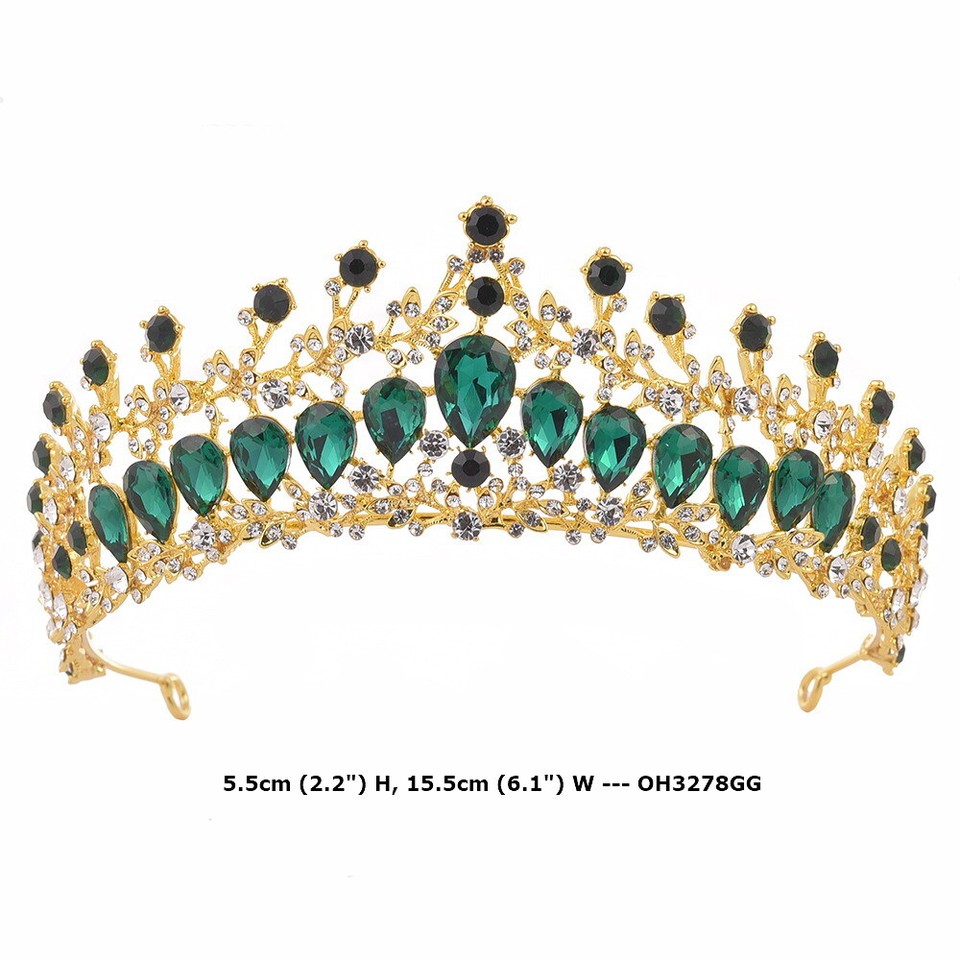 55 Styles Green Crystal Queen Princess Tiara Crown Wedding Princess For ...