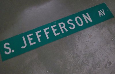LARGE Original~ S. JEFFERSON AV Street Sign 54" X 9" White Lettering on ...