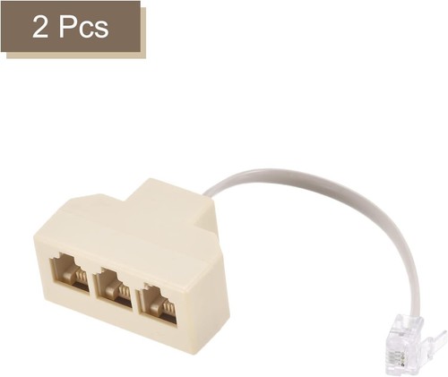 MECCANIXITY Phone Jack Splitter 6P4C Male to 3 Female Way Socket Beige ...