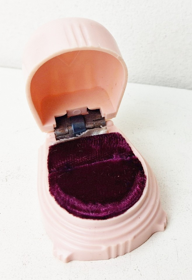 Vintage Small Pink Celluloid Ring Box Deco Style Design | eBay