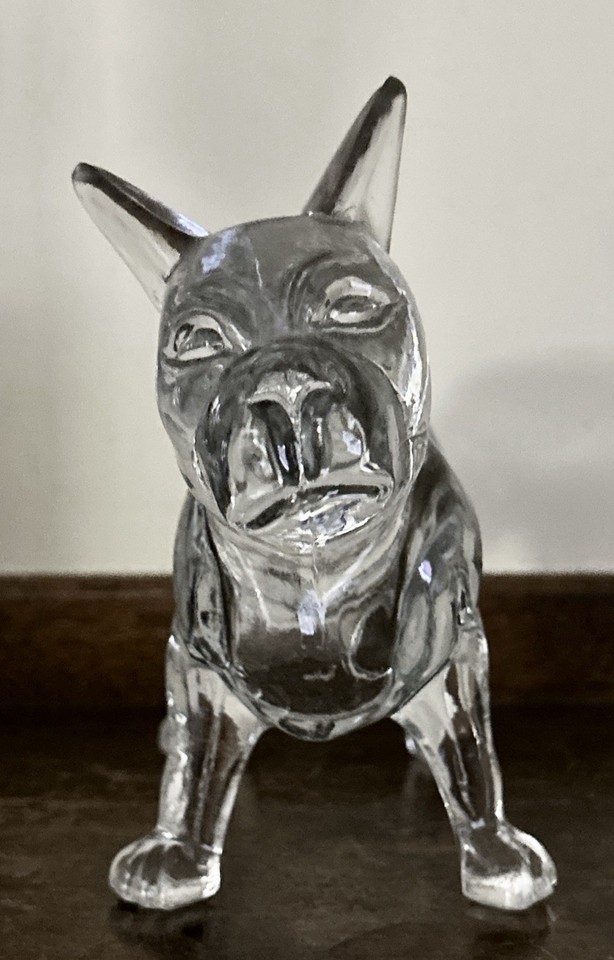 Flint Glass Clear French Bulldog Candy Dish Vintage 6” High 8” Long | eBay