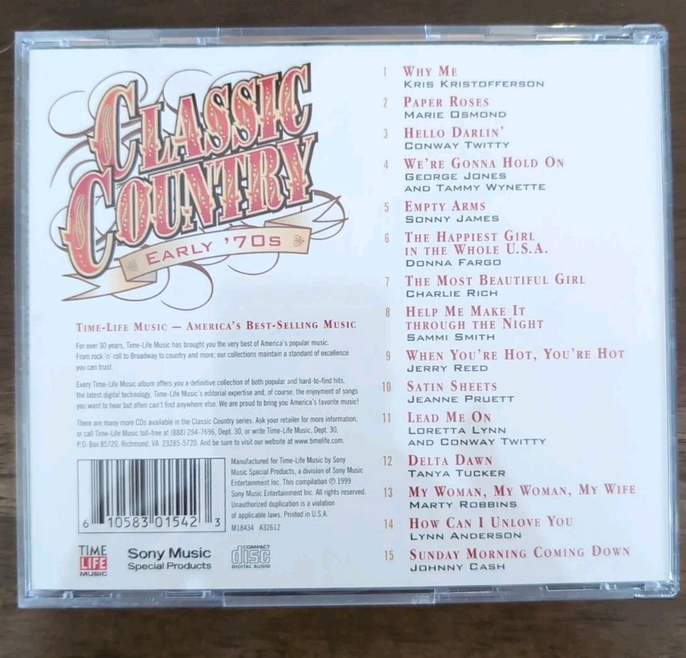 Classic Country: Early '70s by Various Artists (CD, Feb-2001, Time/Life ...