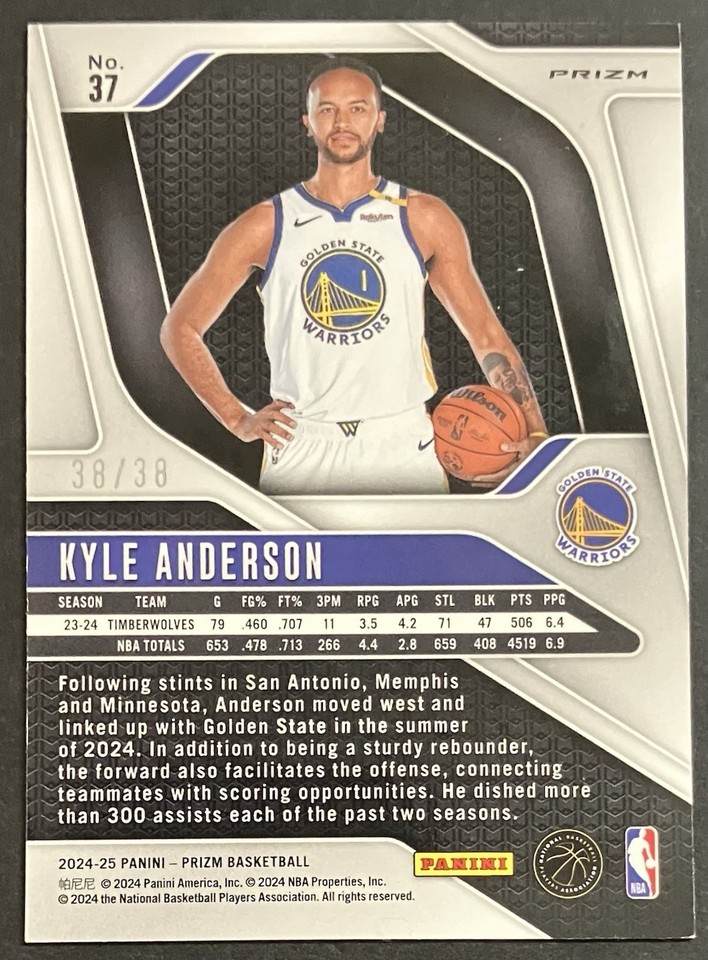 2024-25 Prizm Kyle Anderson White Wave 38/38 Golden State | eBay