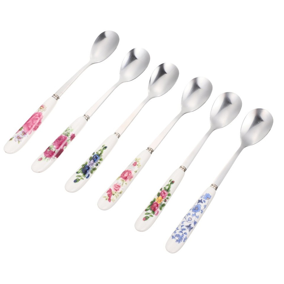 6 Pcs Vintage Spoons Coffee Woman Mini Stirrer Porcelain Handle ...
