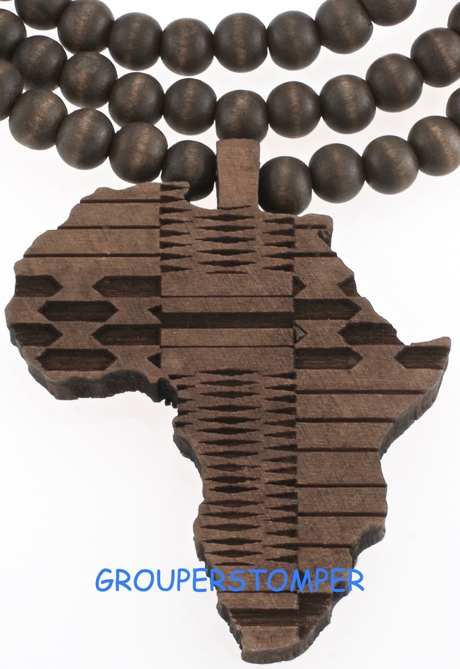 Africa Map New Pendant Necklace With 36 Inch Natural Wood Bead Chain | eBay