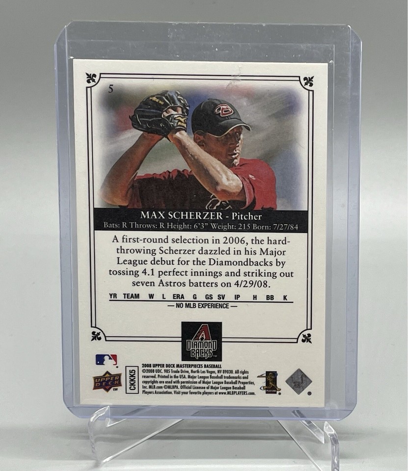 2008 Upper Deck Masterpieces Max Scherzer Rookie Card RC Future HOF #5 ...