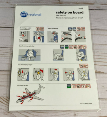 bmi Regional Embraer EMB 135/145 Safety Card - Issue 3 | eBay
