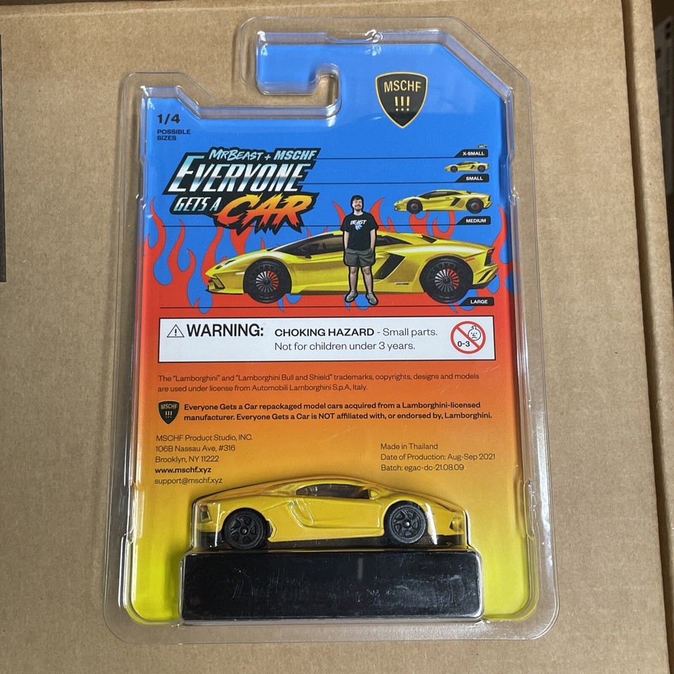 Mr Beast + MSCHF Everyone Gets a Car X-Small Car Diecast Lamborghini ...