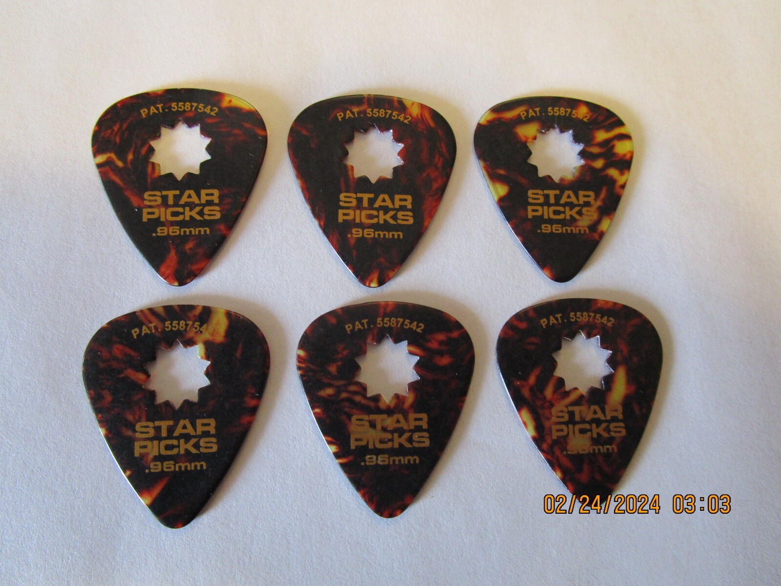 6 Pack Everly Star Guitar Picks .96mm Heavy Classic Celluloid Shell ...