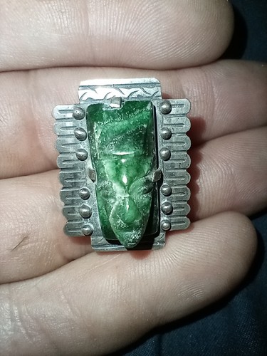 Silver Maya Aztec Jade Ring Awesome Early Piece Pre Columbian Period ...