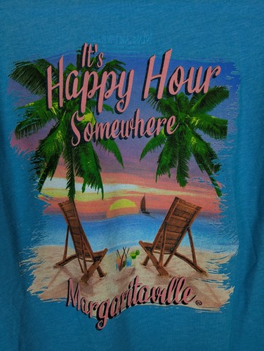 Jimmy Buffett Margaritaville T Shirt Tee Top Womens XL It's Happy Hour ...