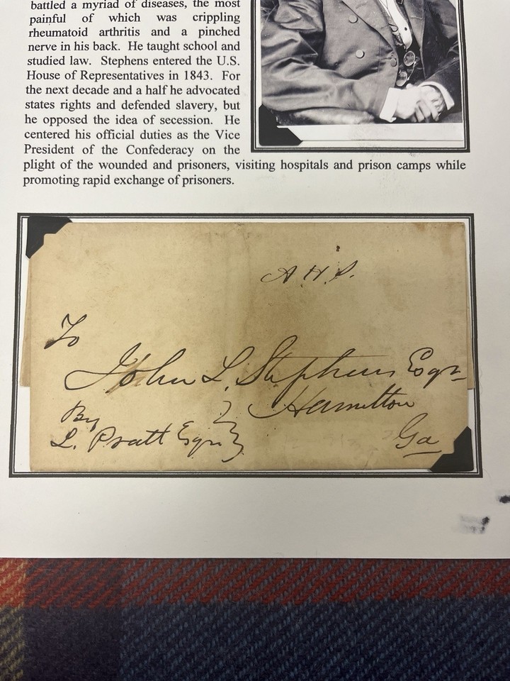 Alexander Hamilton Stephens! Authentic! Signed! Civil War Document ...