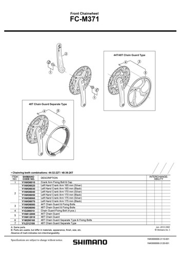 SHIMANO Altus FC-M371-L Square Taper Crankset 3x9-Speed Chain Guard ...