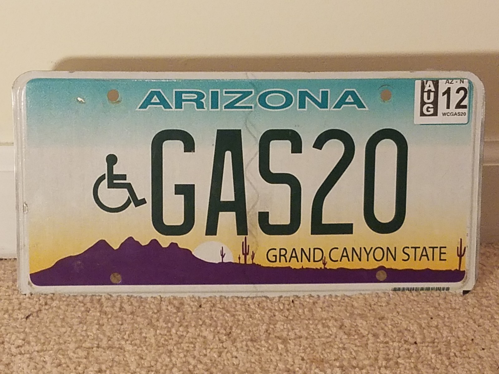 Arizona Handicapped Vanity 2012 License Plate GAS20 GAS 20 Oil Gas Sign ...