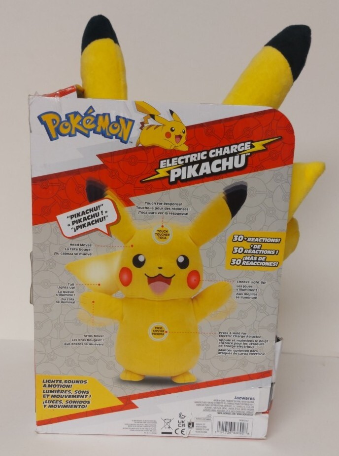 Pokémon Pikachu Electric Charge Plush 10 Inch Interactive Plush with ...