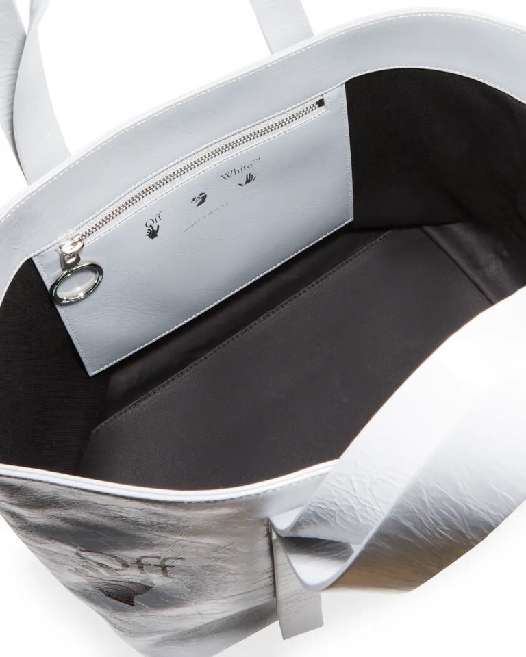 New Off-White Graphic-Print Commercial 45 Crinkled Leather Tote Bag ...