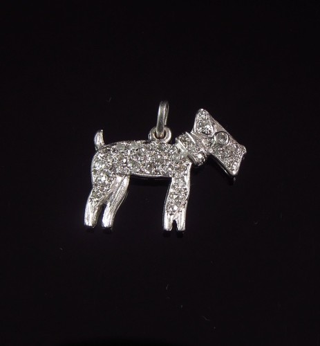 Antique Art Deco Platinum White Diamond Dog Charm | eBay