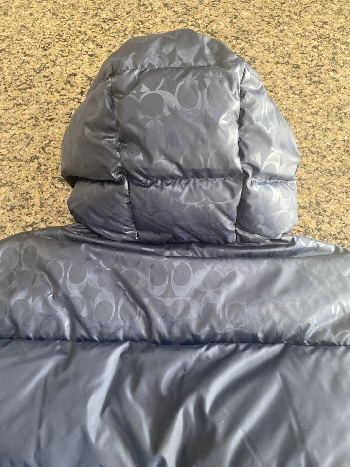 Coach Puffer Down Coat W/ Optional Belt Blue Womens Medium (Amazing ...