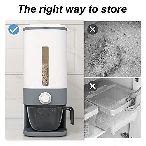 25Lbs Rice Dispenser, Large Sealed Grain Container Storage with Lid ...