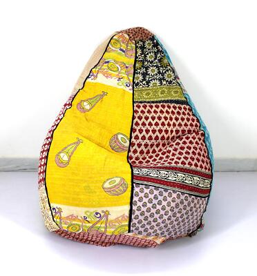 Handmade Cotton Floral Kantha Bohemian Round Pouf Gypsy Bean Bag Lounge ...