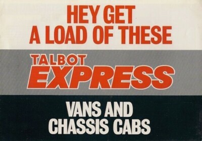Talbot Express 1986-87 UK Market Brochure 1000 1400 1500 1800 Van ...