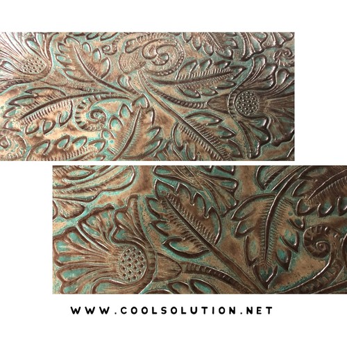 Embossed Leather Autumn Turquoise Brown, Custom Cuts Leather Sheets | eBay