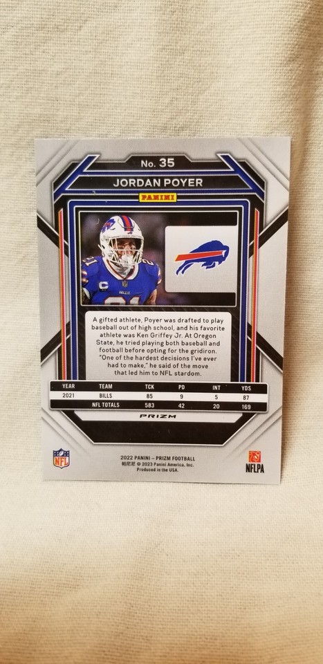 2022 Panini Prizm Jordan Poyer Green Prizm #35 Buffalo Bills | eBay
