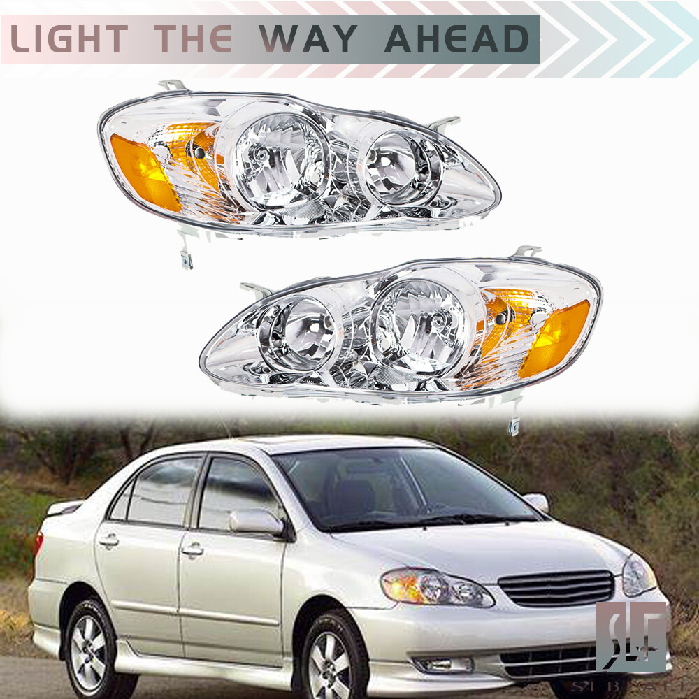 Front Headlights Assembly for 2003-2008 Toyota Corolla Headlamps ...