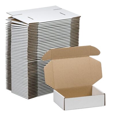 50 Pack 7x5x2 Inches Small Shipping Boxes White Corrugated Cardboard ...